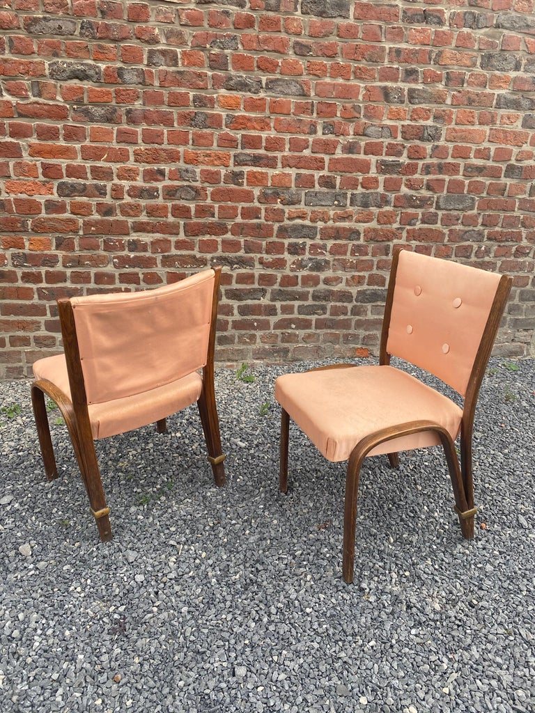 Pair of "Bow Wood" Series Chairs Edited by Steiner, circa 1950 For Sale ...