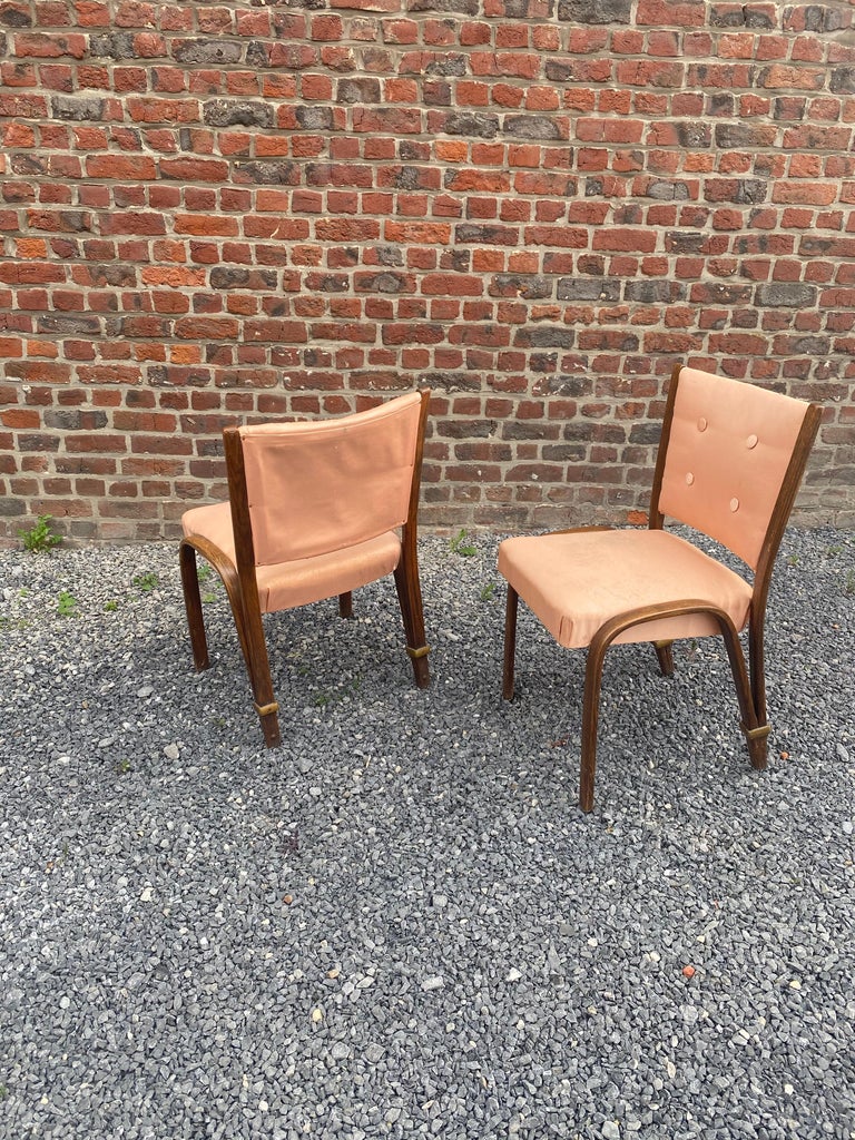 Pair of "Bow Wood" Series Chairs Edited by Steiner, circa 1950 For Sale ...