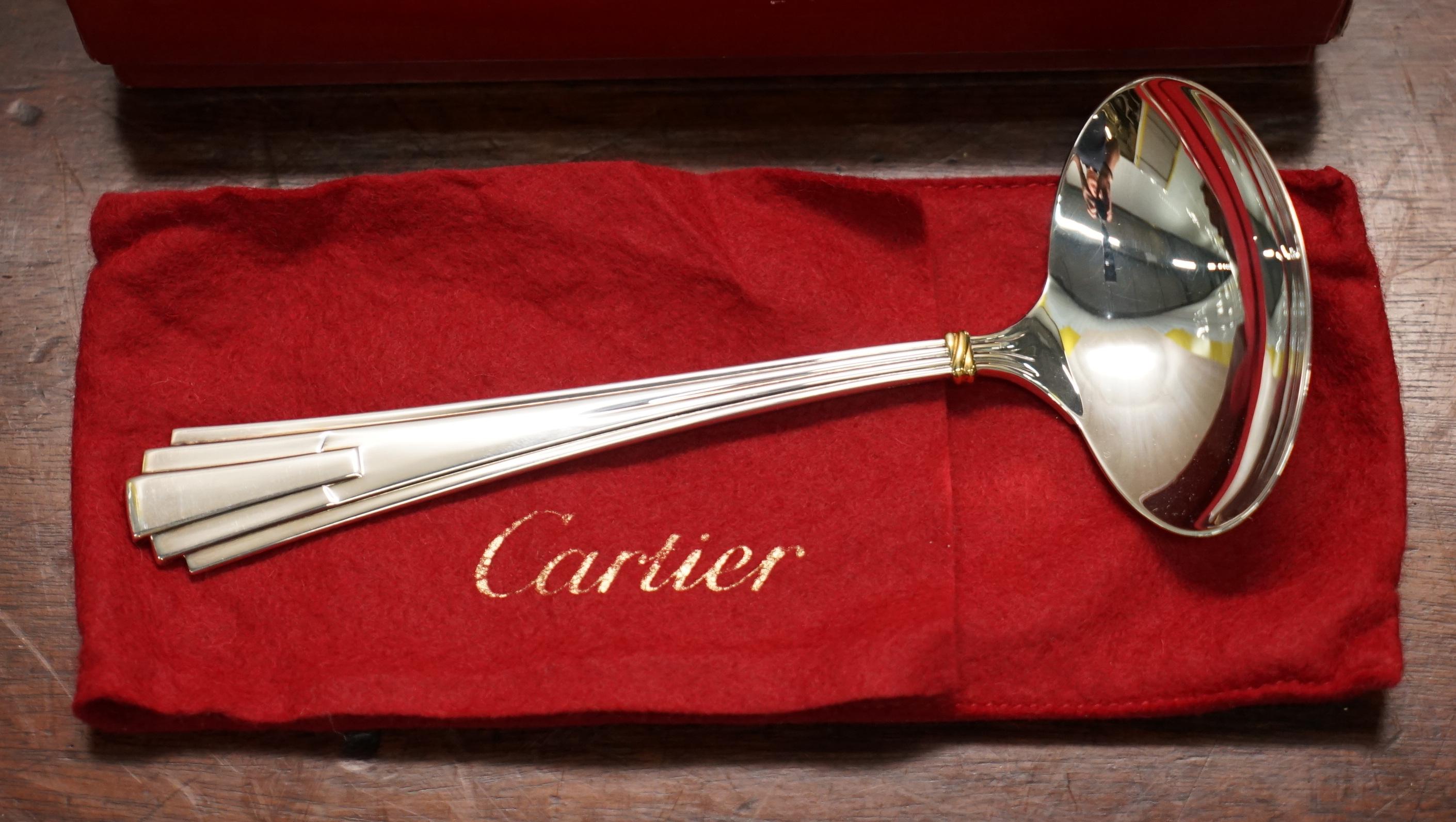 Pair of Brand New Cartier Solid Sterling Silver and Gold Gravy Ladles ...