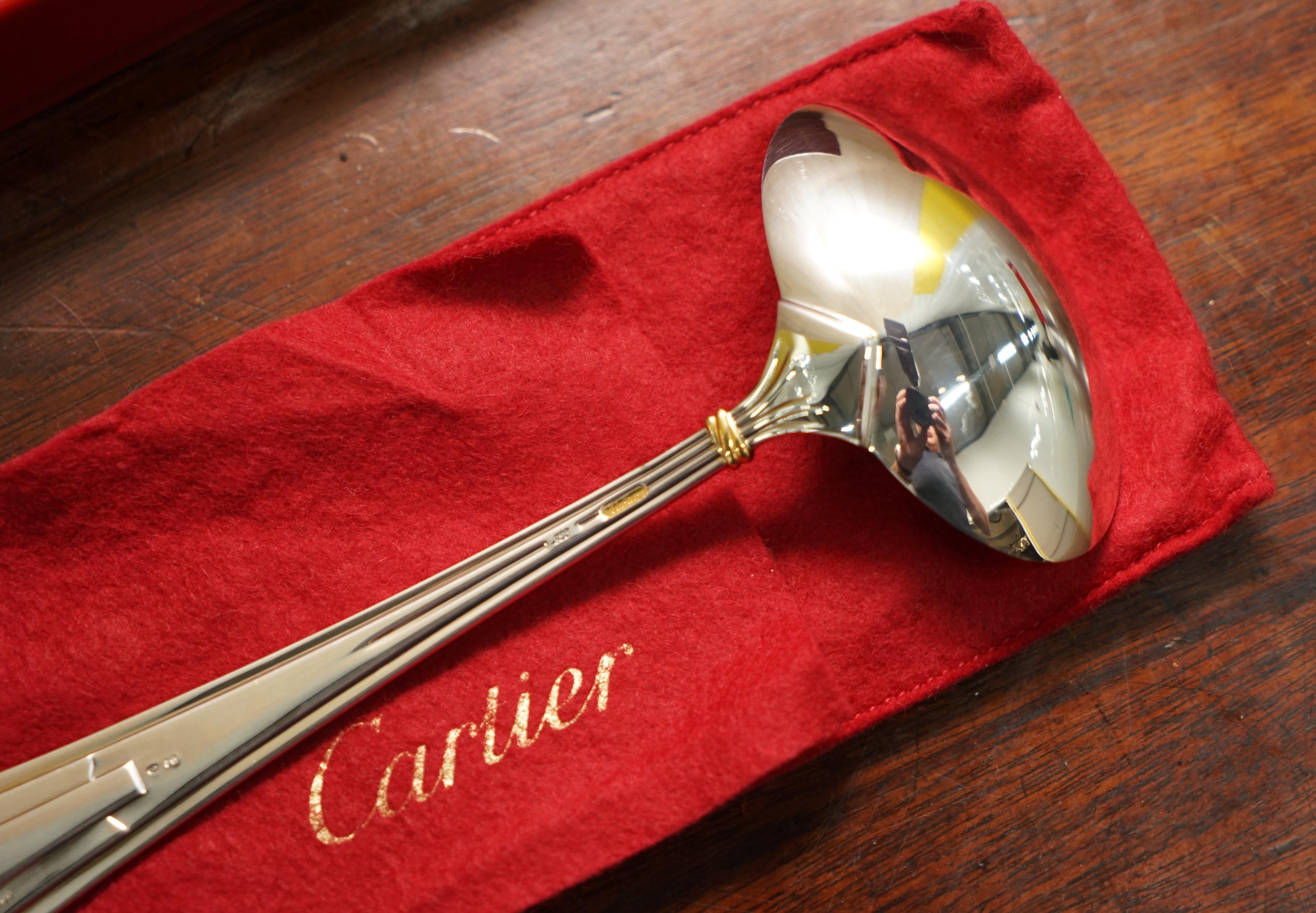 Pair of Brand New Cartier Solid Sterling Silver and Gold Gravy Ladles ...