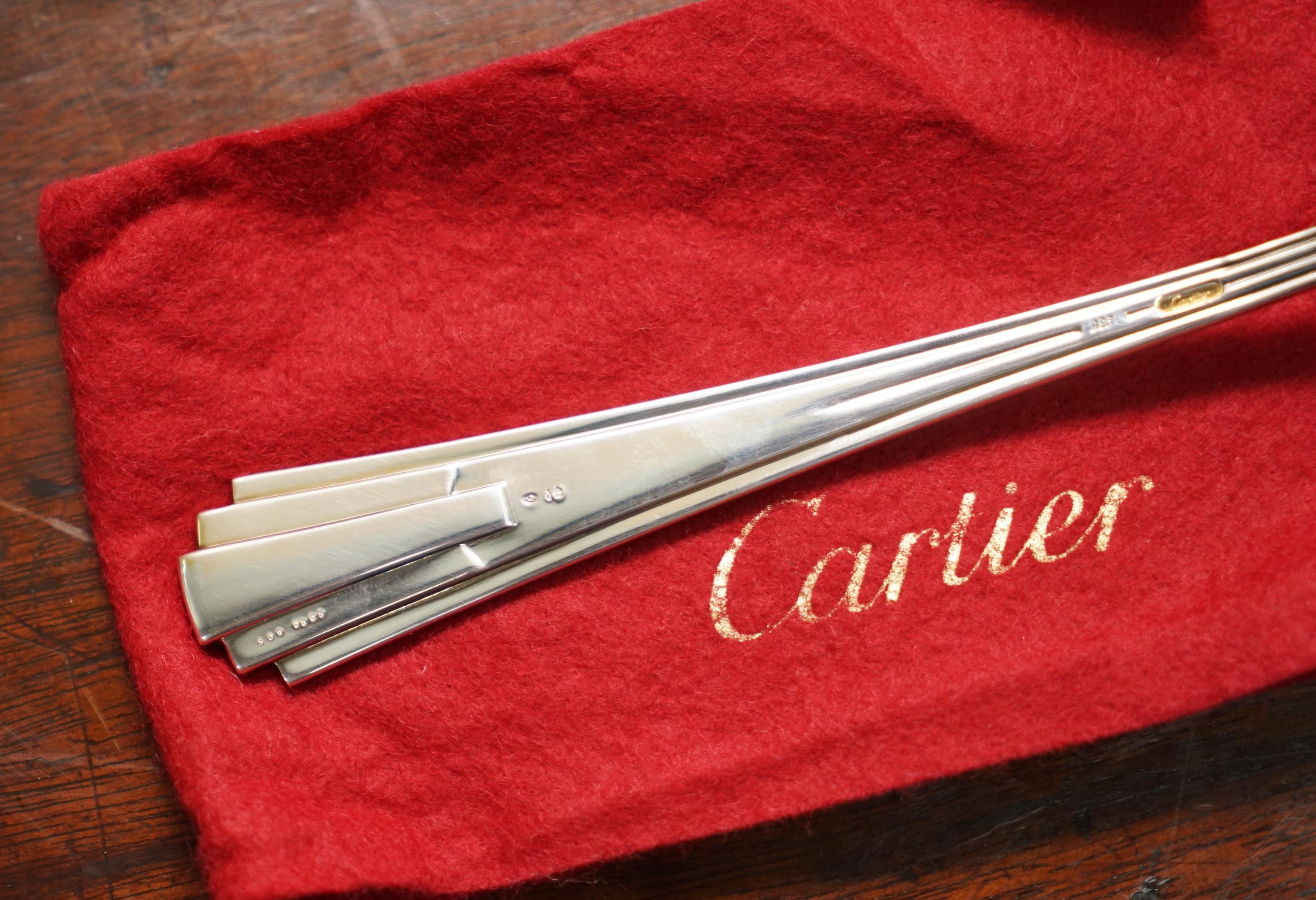 Pair of Brand New Cartier Solid Sterling Silver and Gold Gravy Ladles ...
