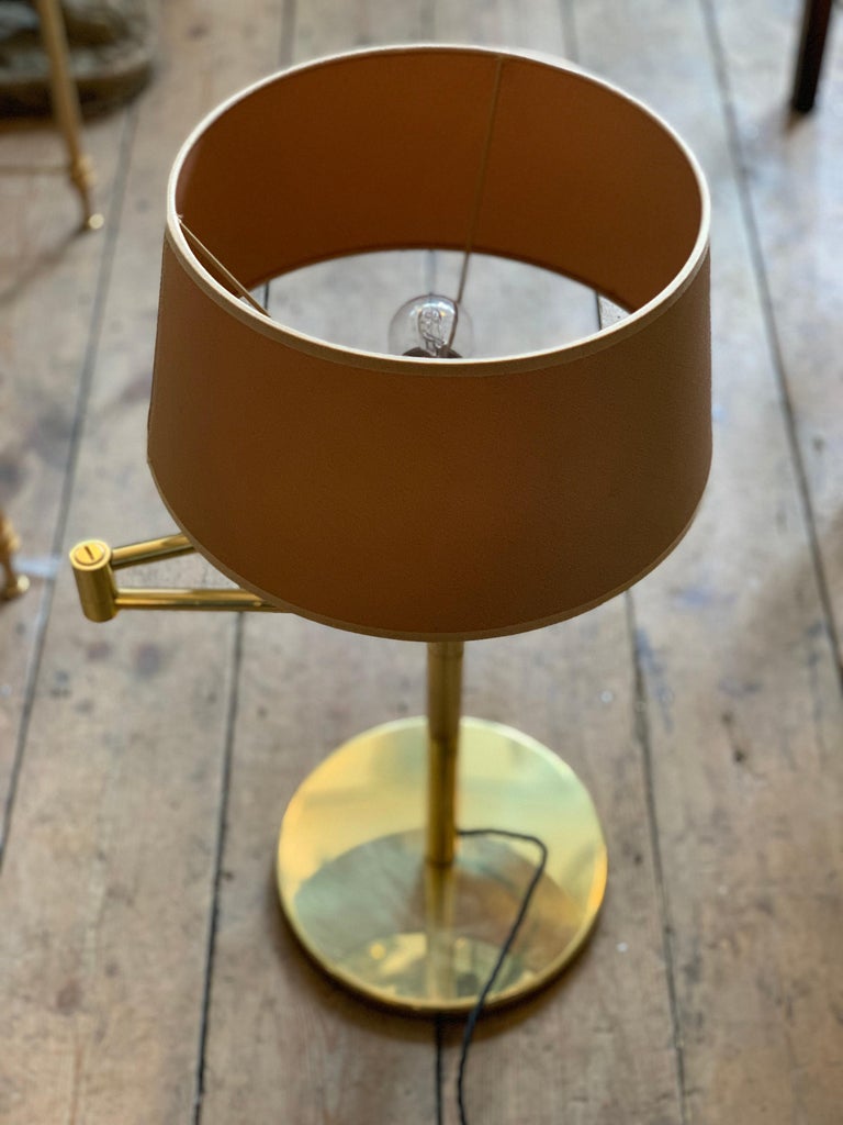 Pair of Brass 20th Century Swing Arm Table Lamps by George Hansen at 1stDibs
