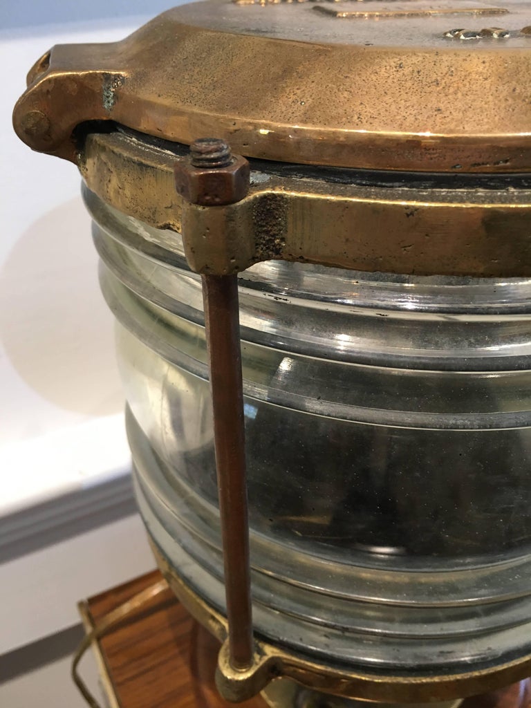 Pair of Brass and Fresnel Lens Nautical Navigation Lights, 1970s at 1stDibs