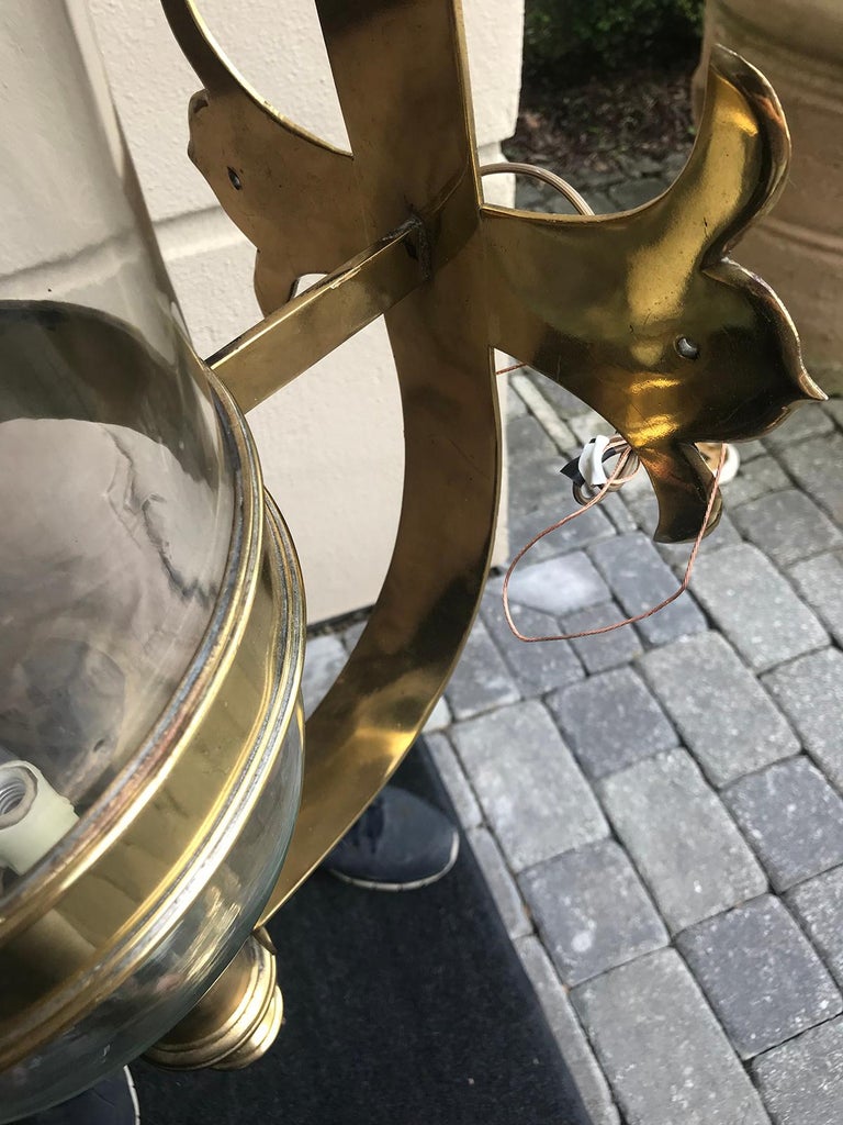 Pair of Brass and Glass Chapman Hurricane Sconces, circa 1970s at 1stDibs