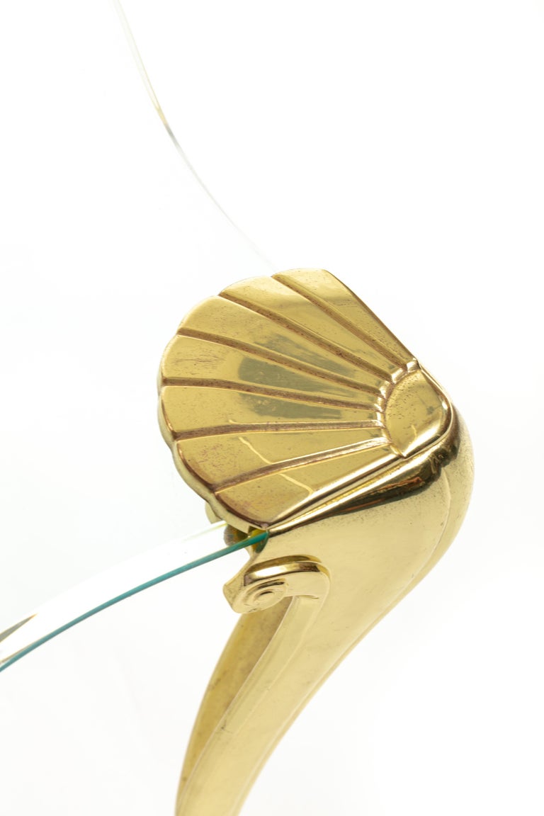 Pair of Brass and Glass Serpentine End Tables Attributed to Chapman For ...