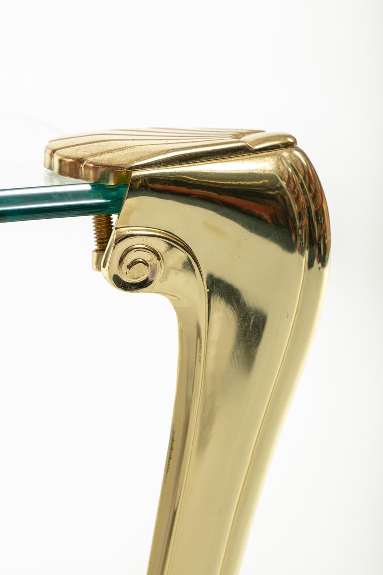 Pair of Brass and Glass Serpentine End Tables Attributed to Chapman For ...