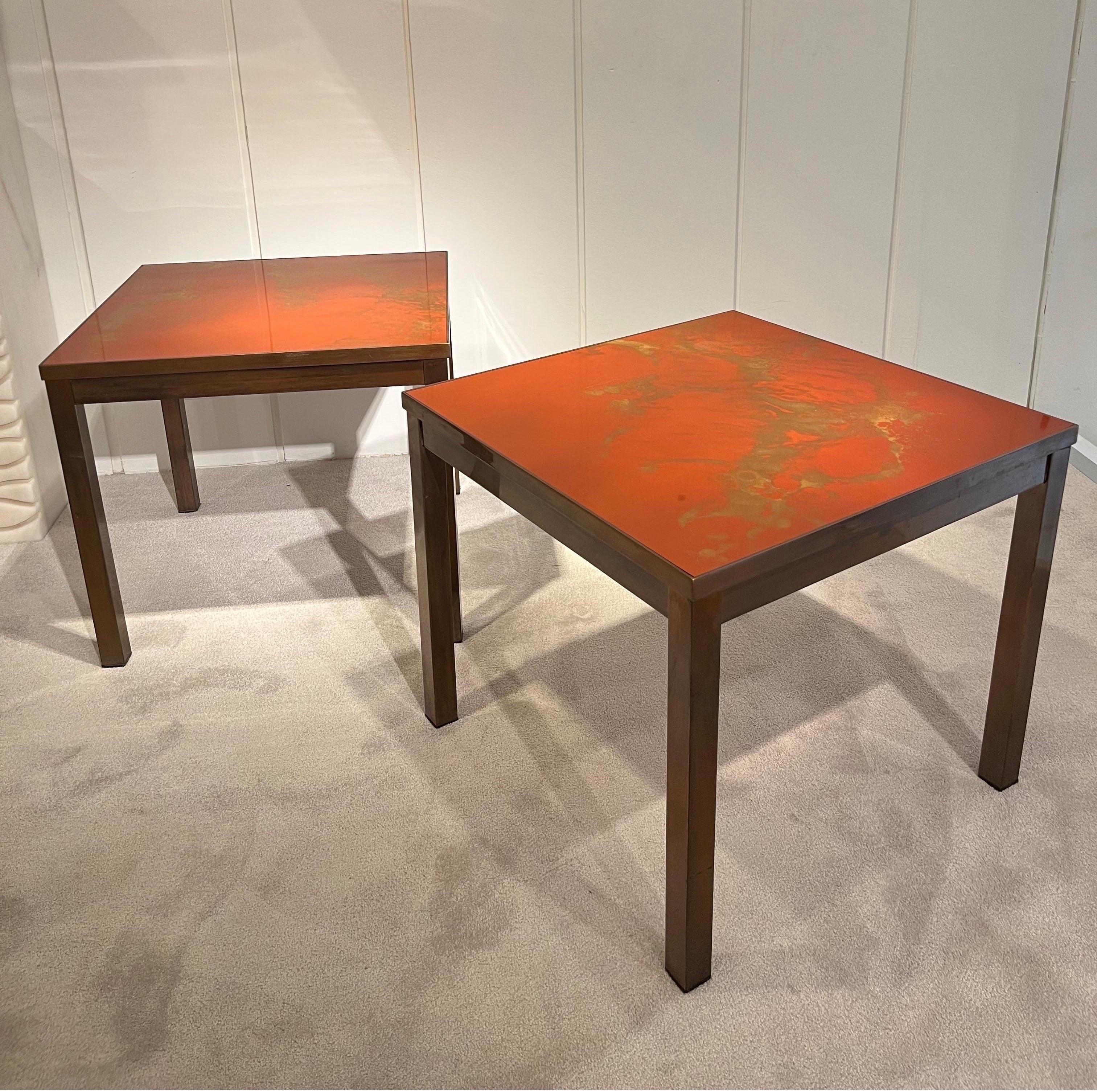 Pair of Brass and Lacquered Maison Jansen Tables For Sale at 1stDibs