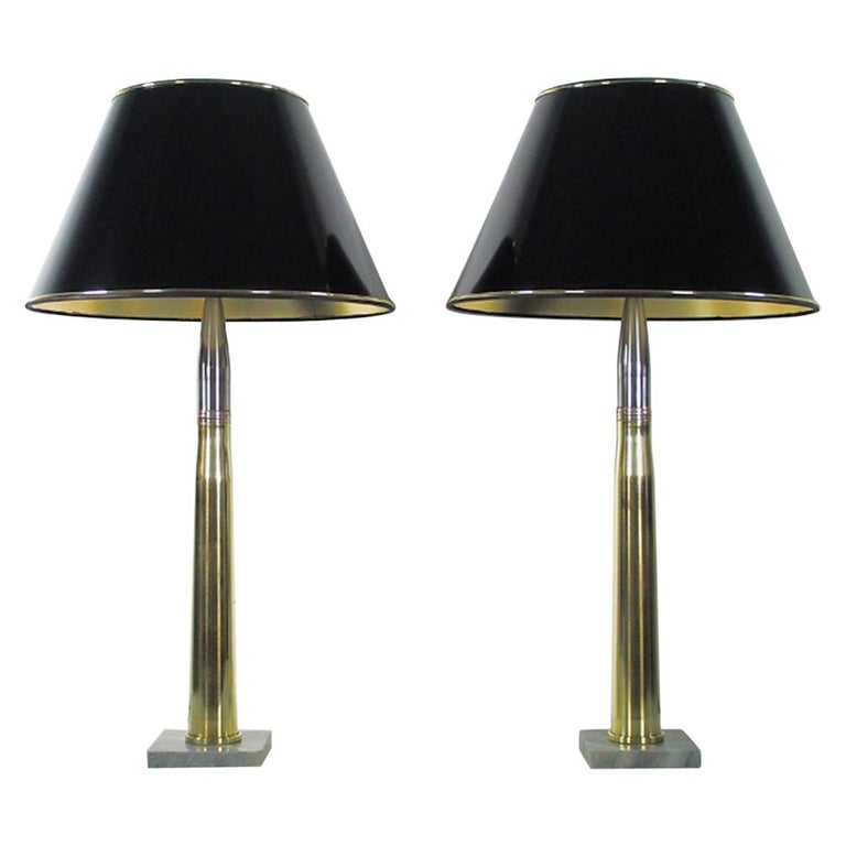 Pair of Brass Artillery Shell Case Table Lamps For Sale at 1stDibs