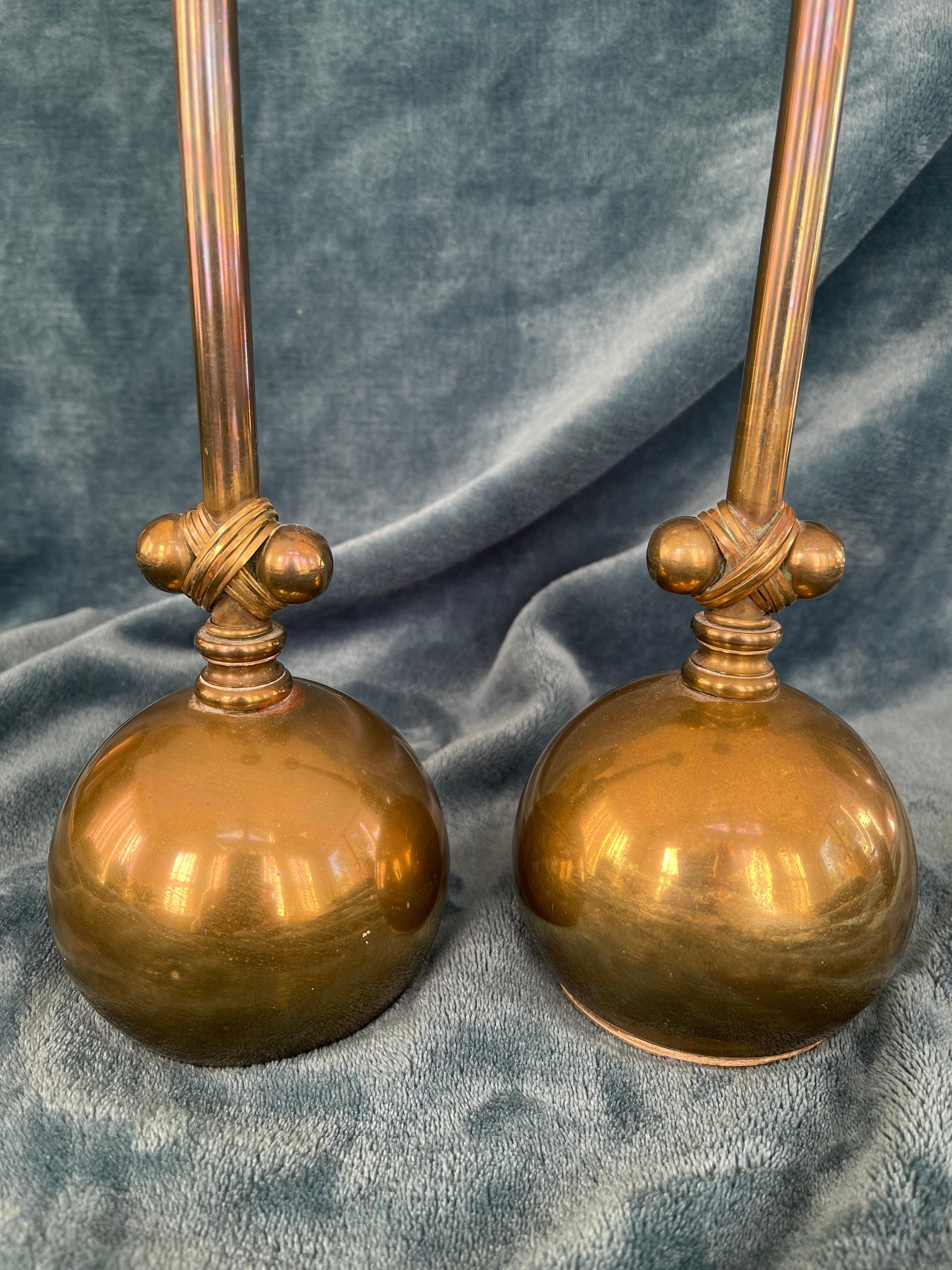 Pair of Brass Candlesticks, Deco to Mid-Century Modern For Sale at 1stDibs