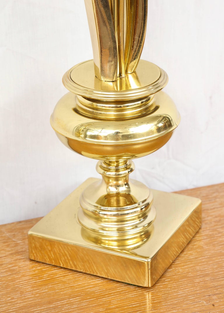 Pair of Vintage Brass Cattail Table Lamps Attributed to Maison Charles ...