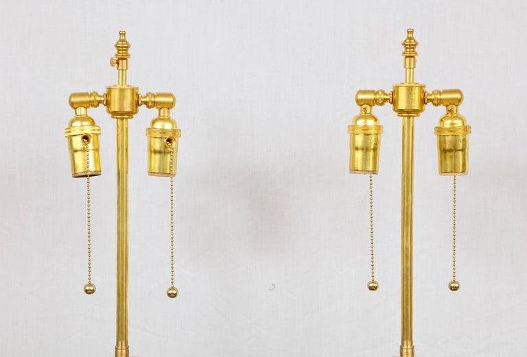 Pair of Vintage Brass Cattail Table Lamps Attributed to Maison Charles ...