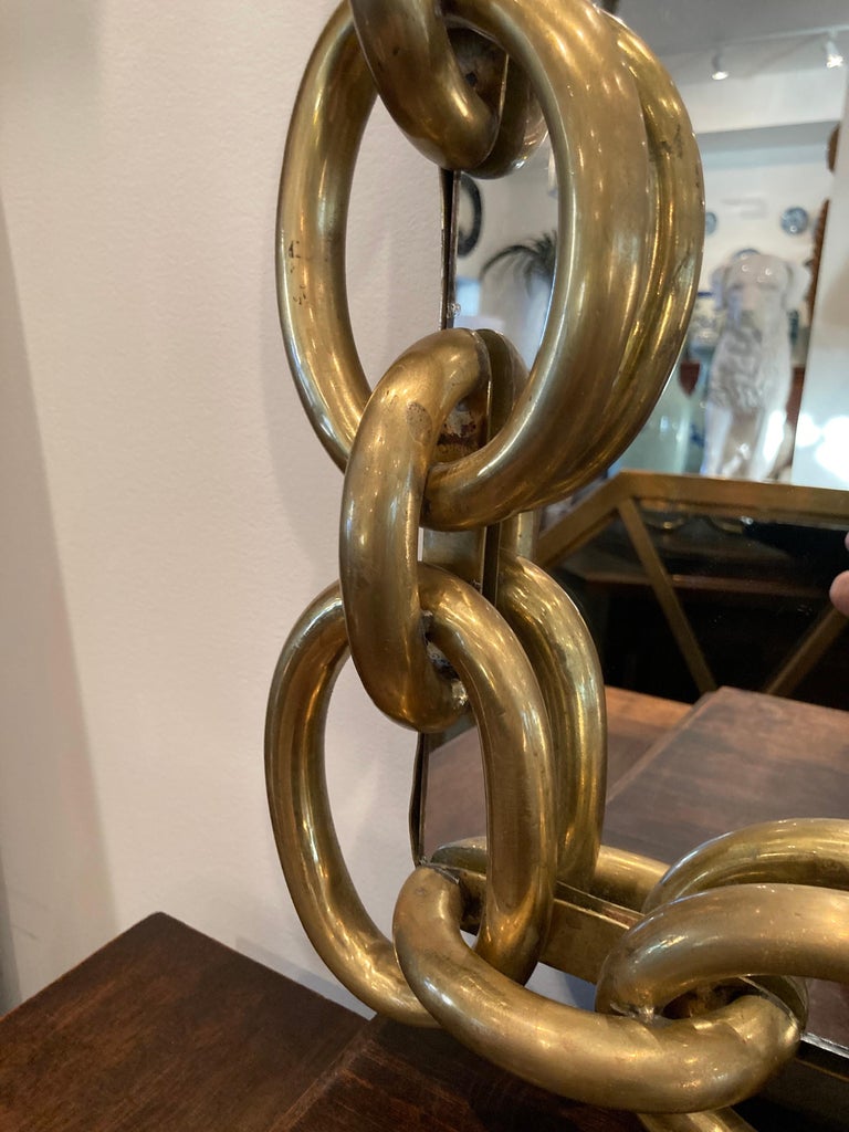 Pair of Brass Chain Frame Mirrors For Sale at 1stDibs
