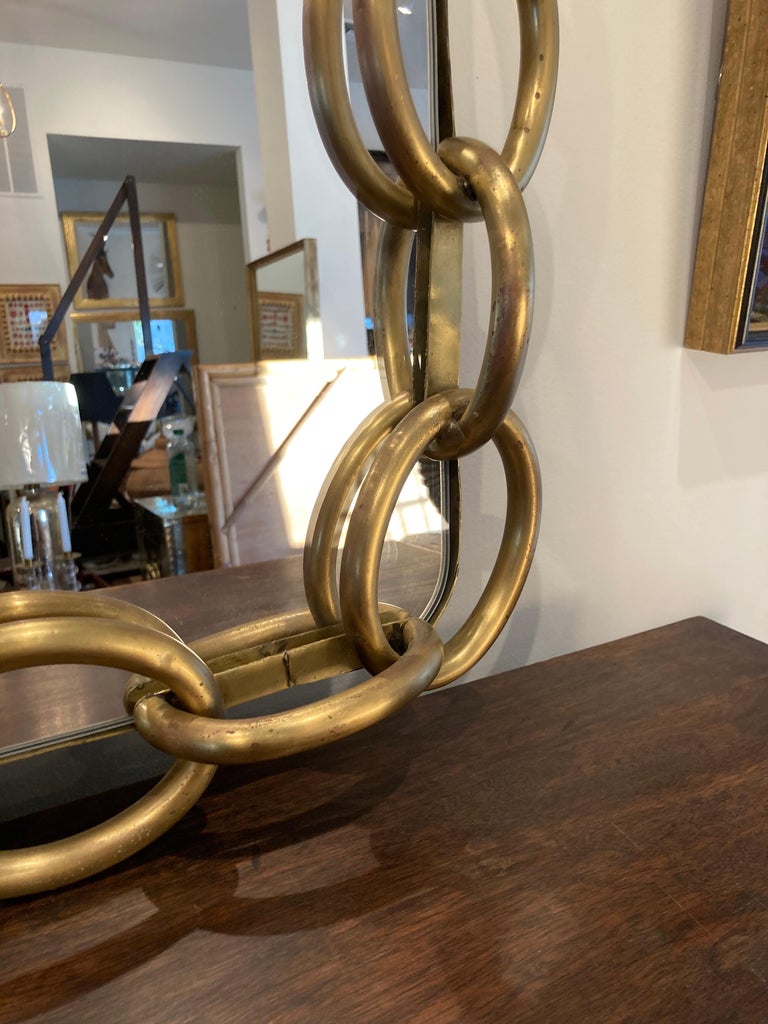 Pair of Brass Chain Frame Mirrors For Sale at 1stDibs