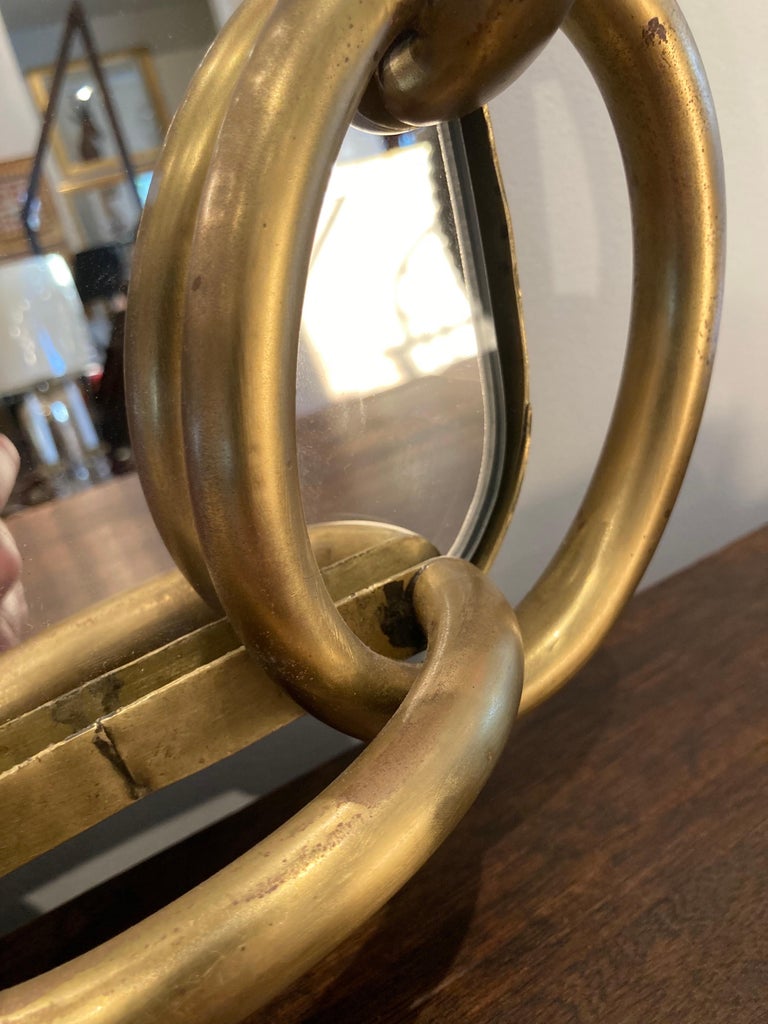 Pair of Brass Chain Frame Mirrors For Sale at 1stDibs