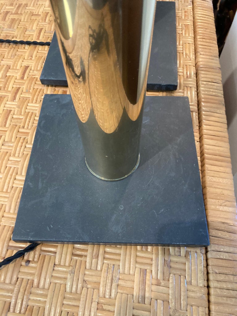 Pair of Brass Column Lamps For Sale at 1stDibs