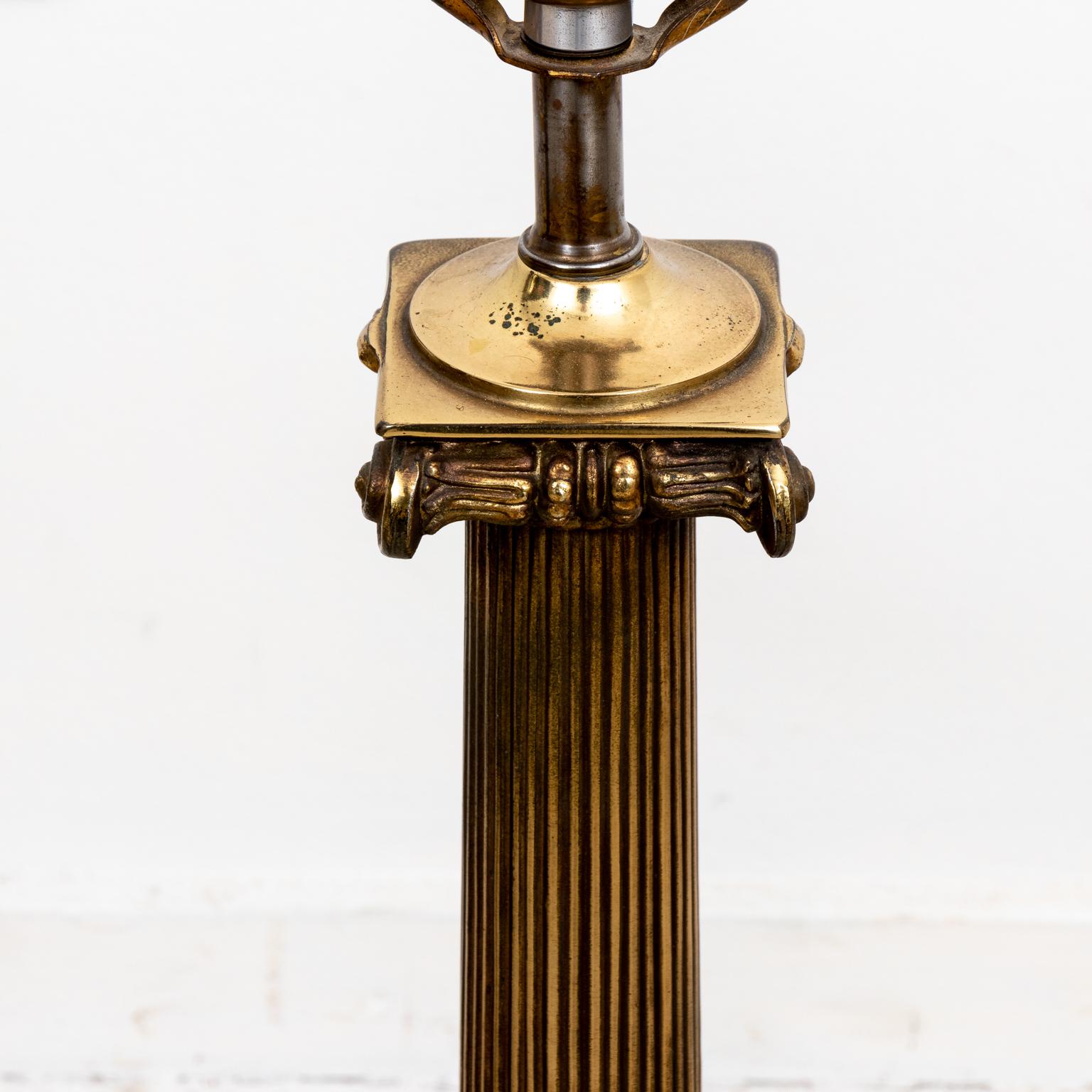 Pair of Brass Column Lamps with Marble Bases For Sale at 1stDibs