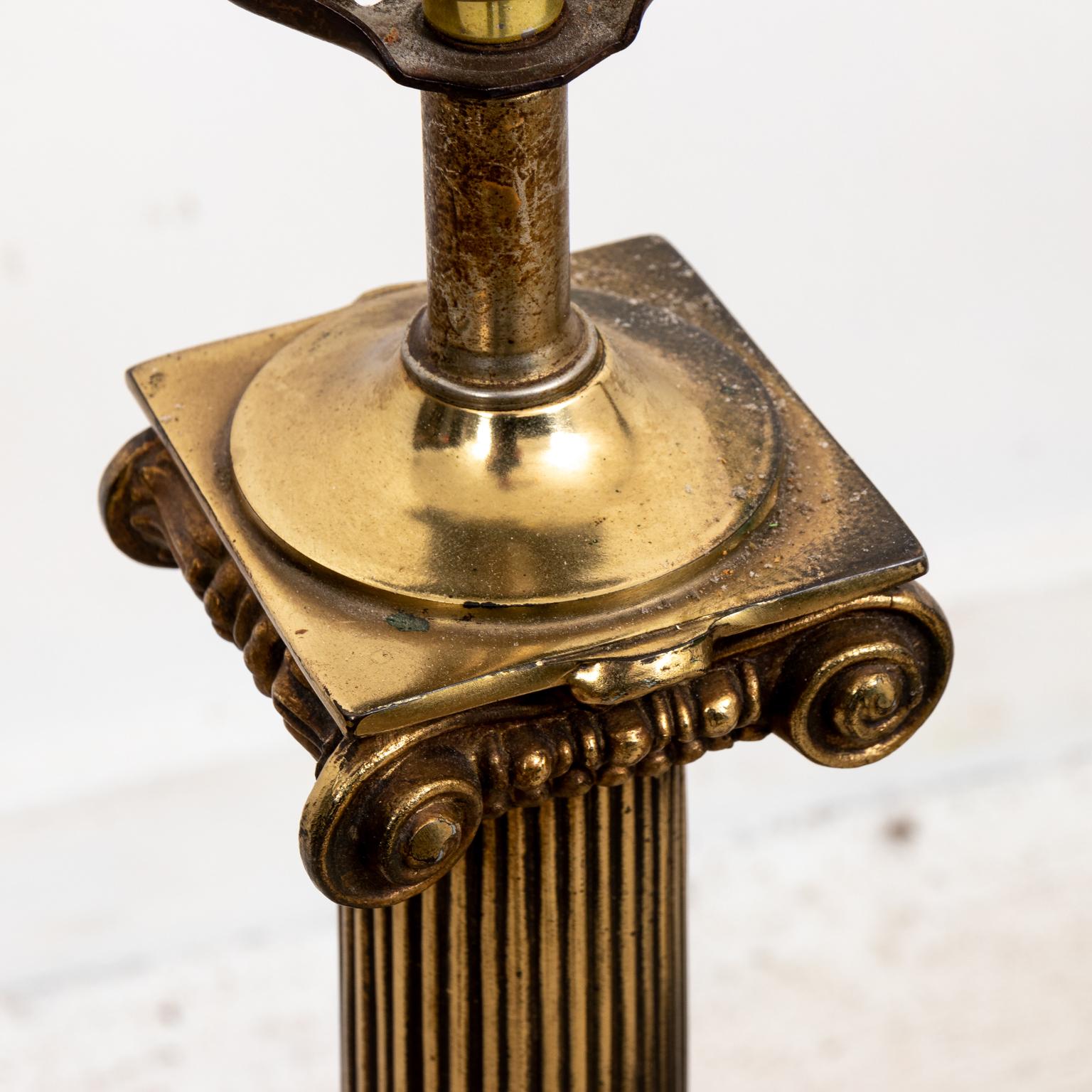 Pair of Brass Column Lamps with Marble Bases For Sale at 1stDibs