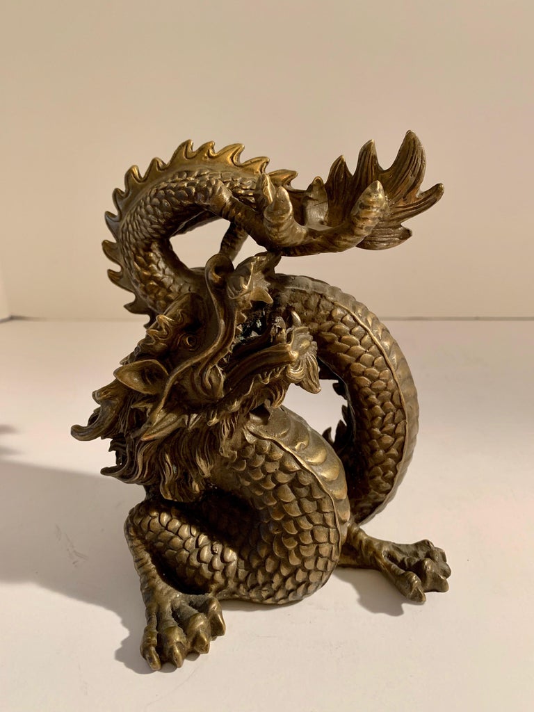 Pair of Brass Dragons Chasing Ball at 1stDibs | dragon chasing the ball ...