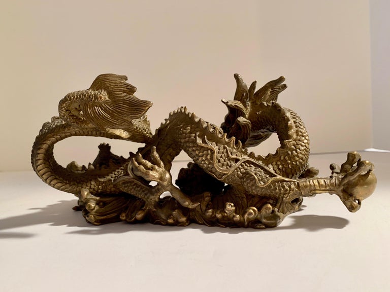 Pair of Brass Dragons Chasing Ball at 1stDibs | dragon chasing the ball ...