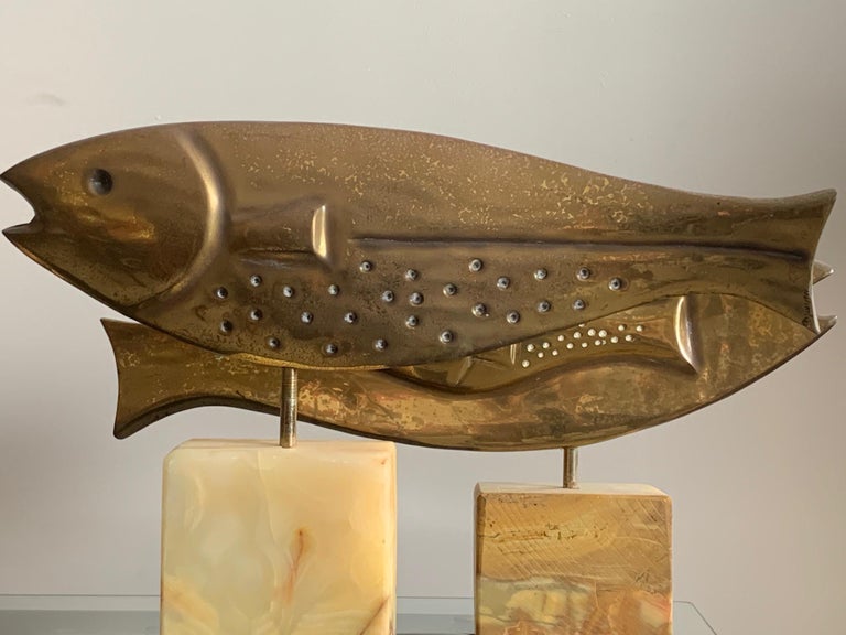 Pair of Brass Fish Sculptures by Curtis Jere For Sale at 1stDibs