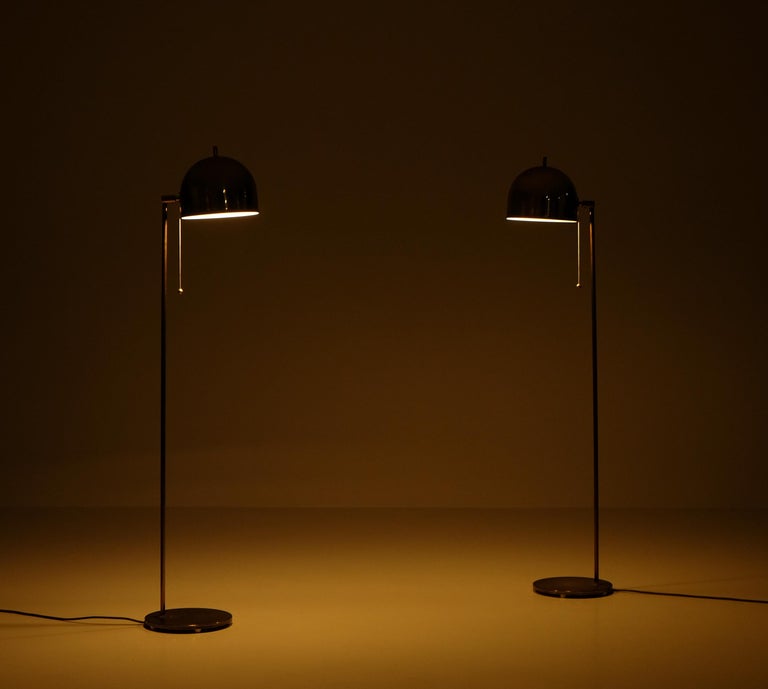 Pair of Brass Floor Lamps Model G-075, Bergboms, Sweden, 1960s For Sale ...