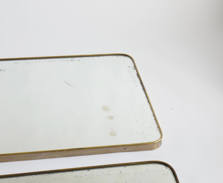 Pair of Brass Frame Mirrors with Original Glass, Italy, 1950s For Sale ...