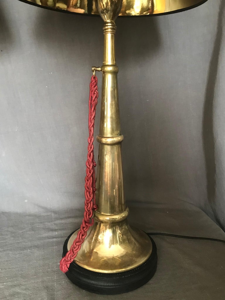 Pair of Brass French Military Bugle Lamps For Sale at 1stDibs