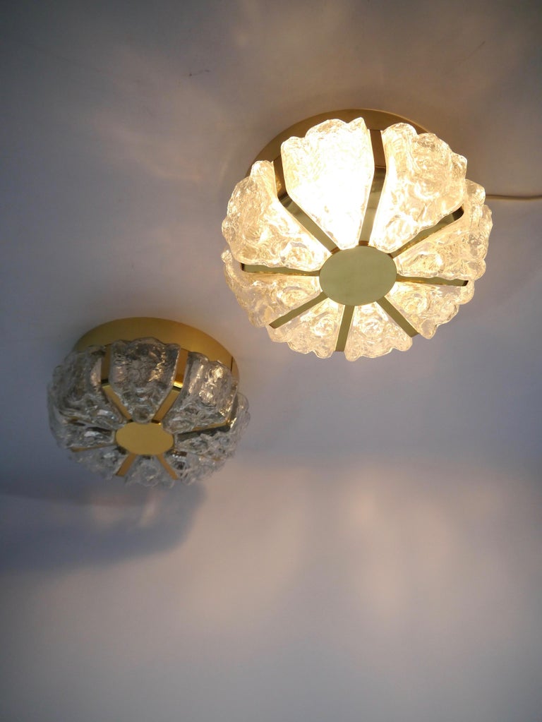 Pair of Brass and Glass Wall / Ceiling Light Sconces by Helena Tynell ...