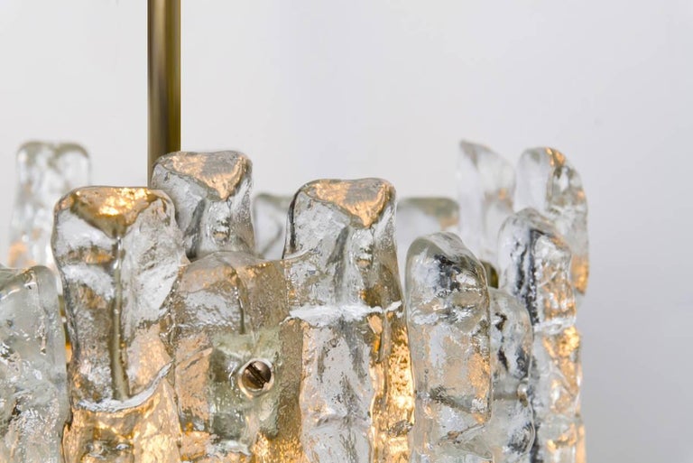 Pair of Brass Kalmar Modern Ice Glass Pedants, 1970 For Sale at 1stDibs