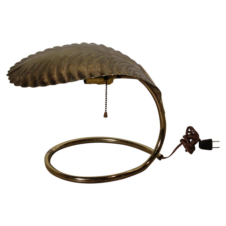 Pair of Brass Leaf or Shell Shaped Table Lamps at 1stDibs