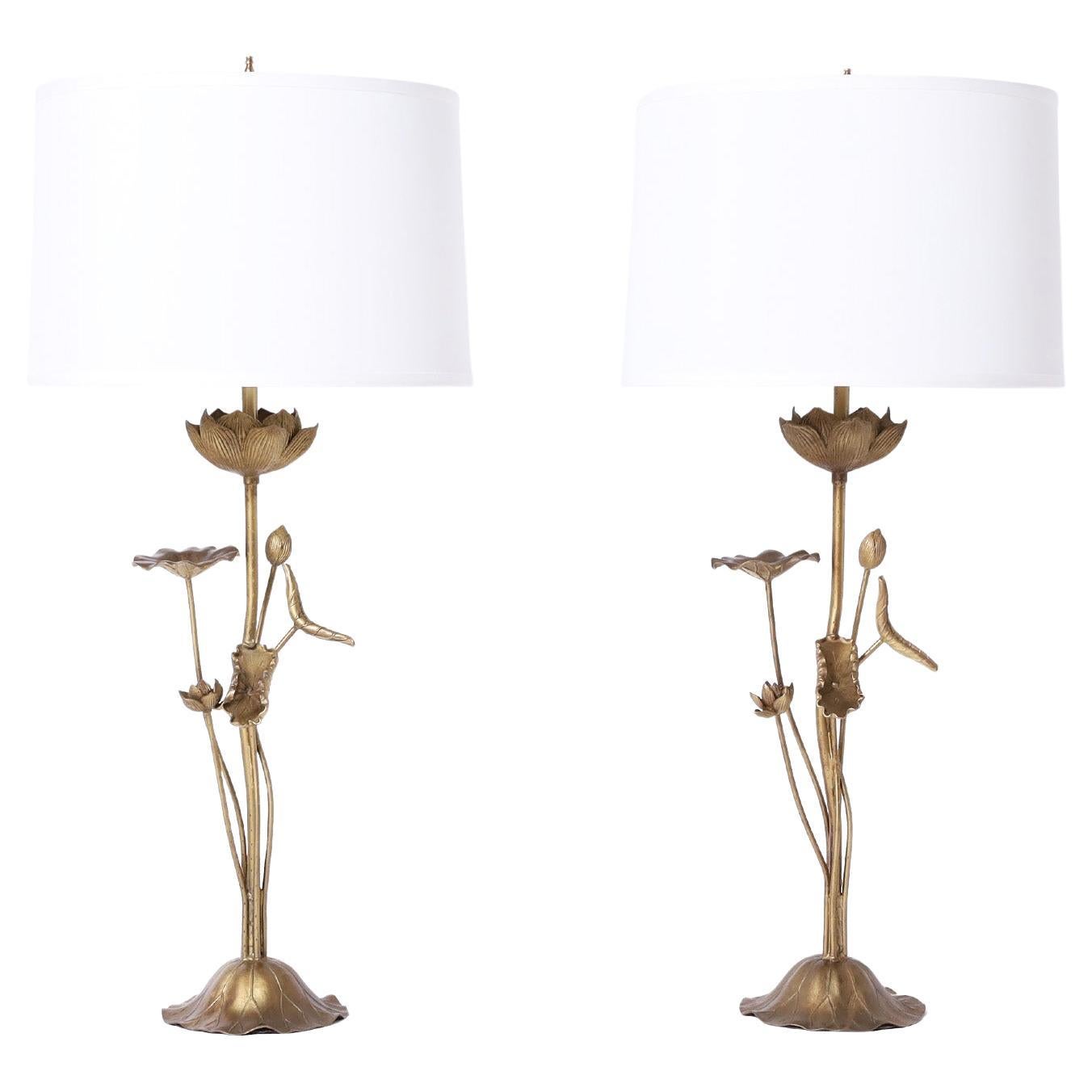 Rare Brass Lotus Blossom Table Lamp at 1stDibs