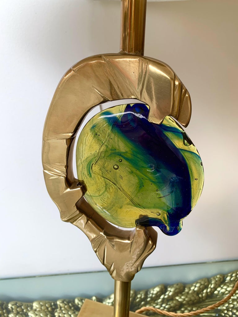 Pair of Brass Murano Glass Lamps by Esperia, Italy, 1990s at 1stDibs