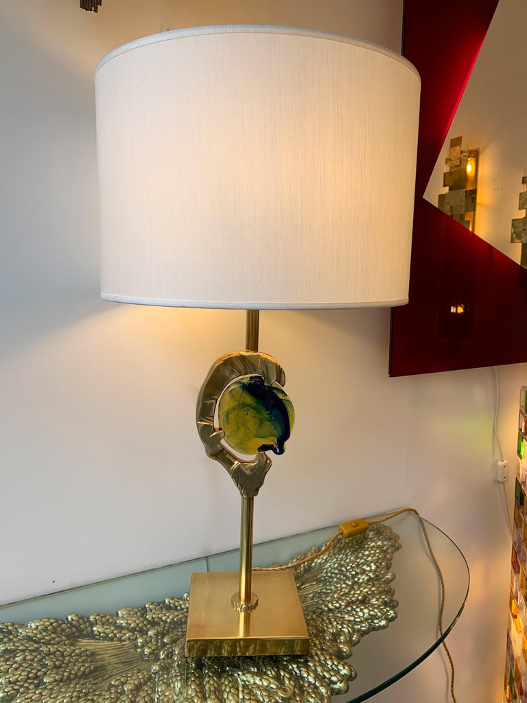 Pair of Brass Murano Glass Lamps by Esperia, Italy, 1990s at 1stDibs