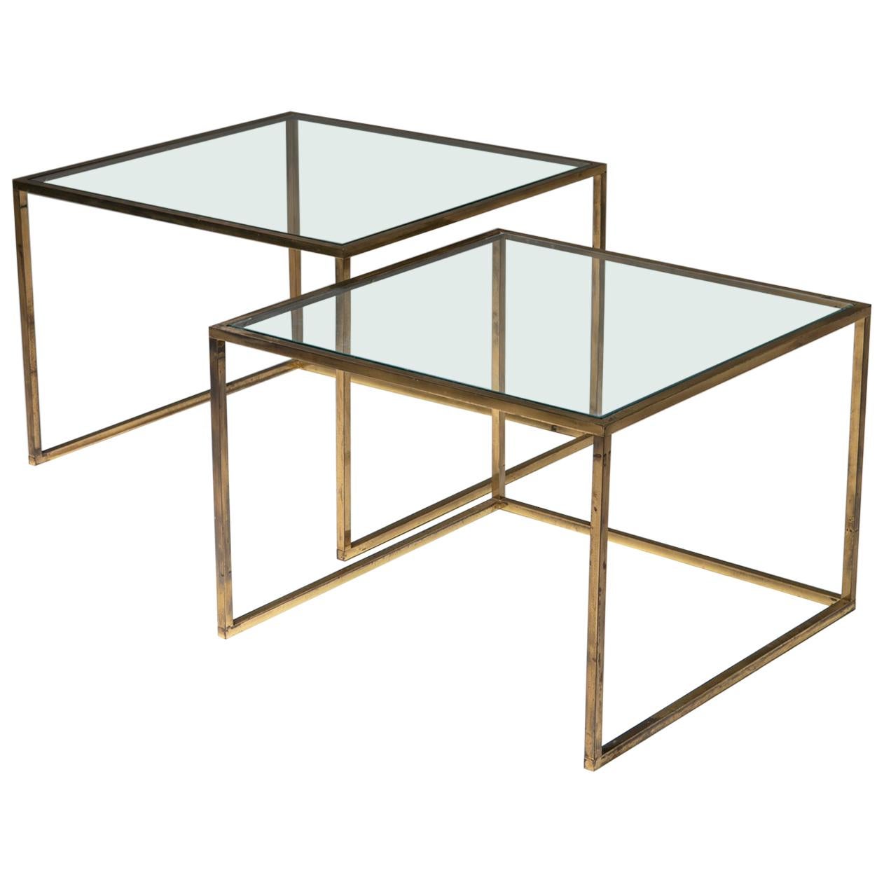 Pair of Molded Glass Waterfall Nesting Tables by Fiam, Italy at 1stDibs