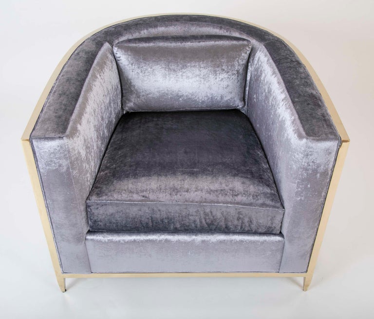 Pair of Brass Over Chrome Framed Club Chairs at 1stDibs