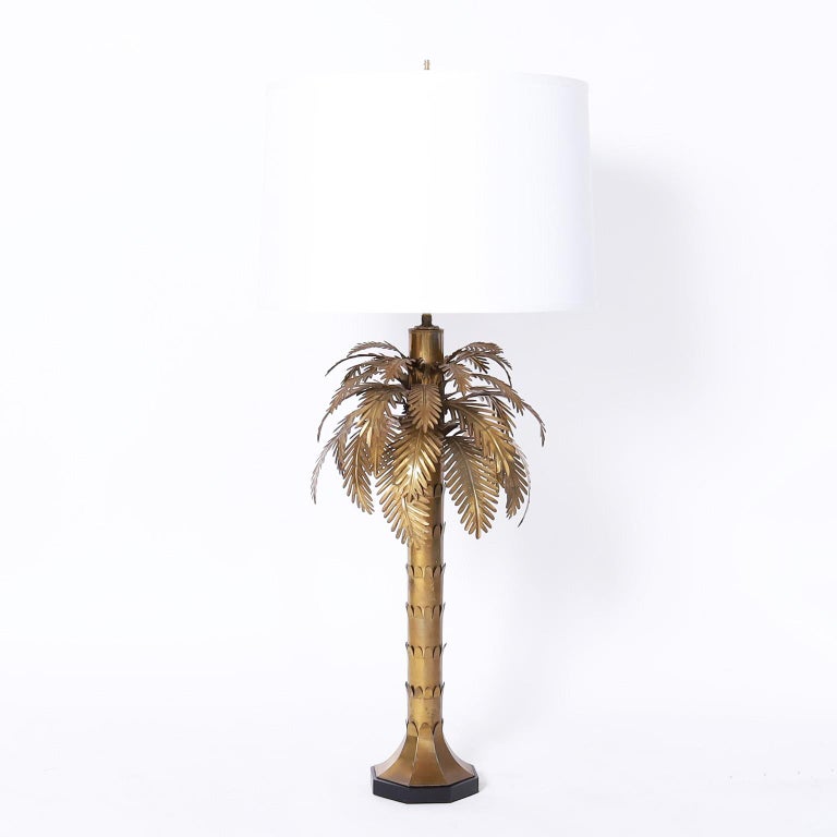 Pair of Brass Palm Tree Table Lamps For Sale at 1stDibs