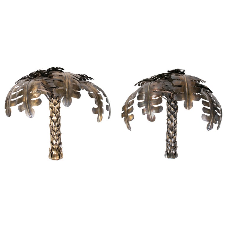 Pair of Brass Palm Trees, Shaped Wall Lights at 1stDibs
