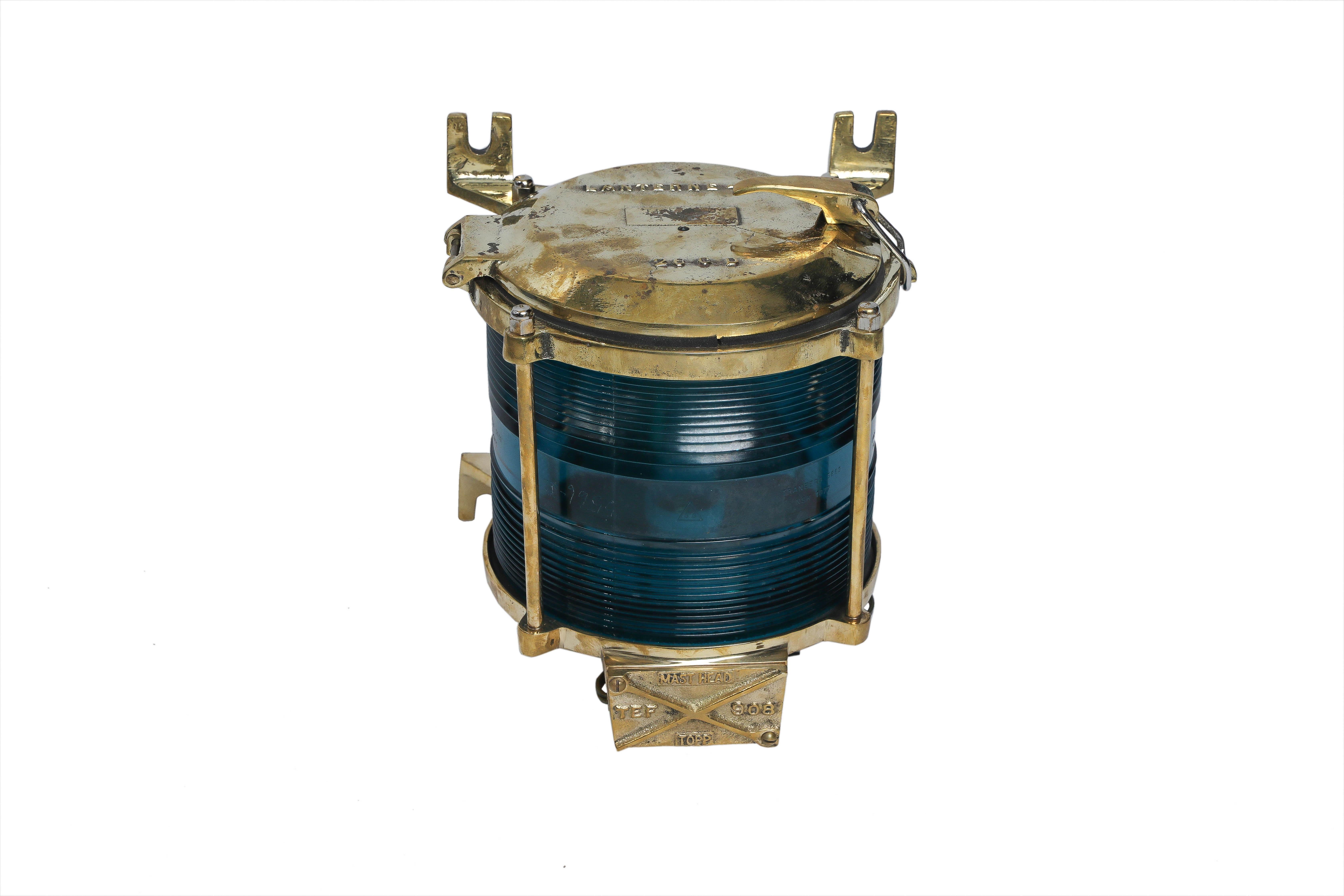 Pair of Brass Port and Starboard Sconce or Table Lights with Fresnel ...