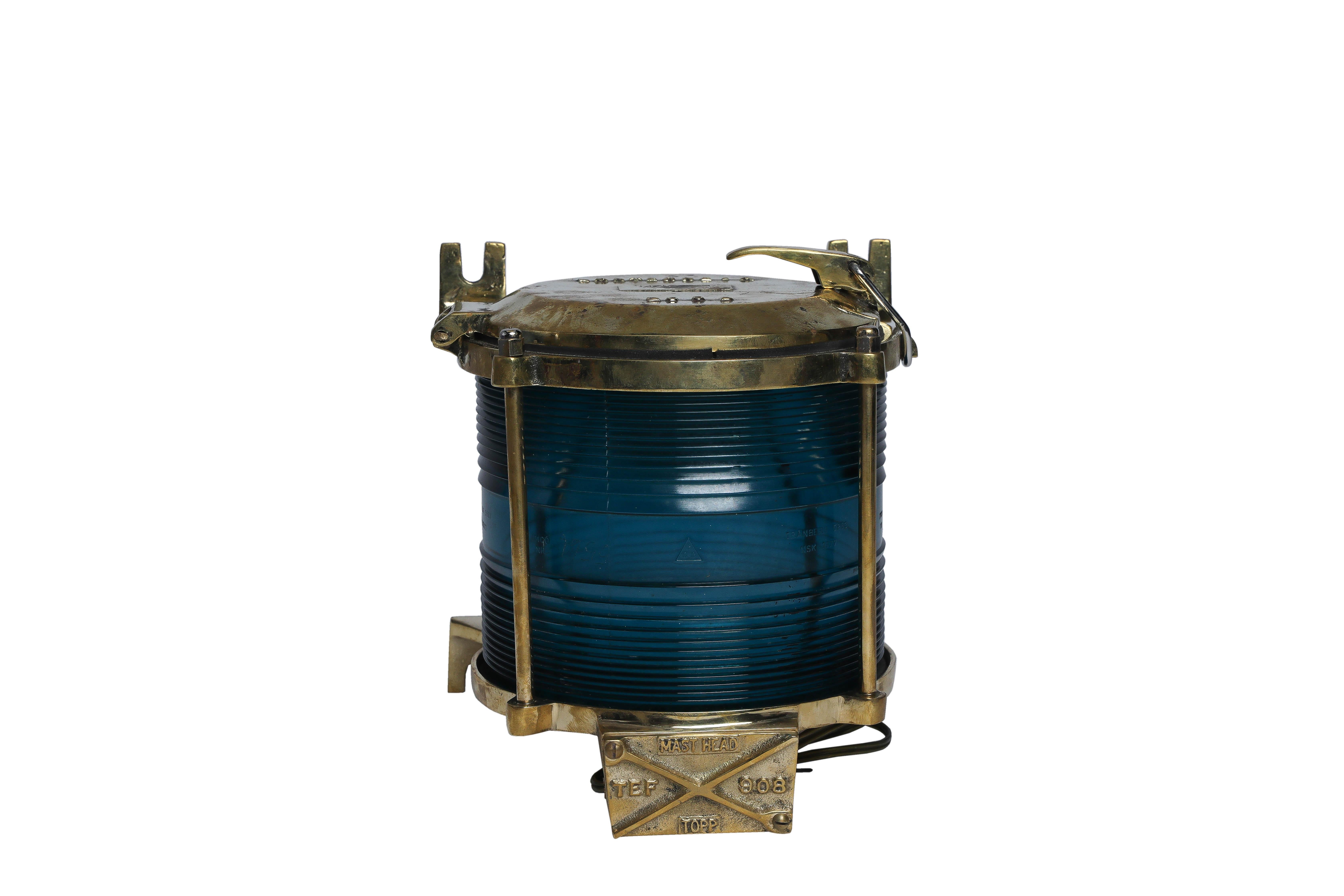 Pair of Brass Port and Starboard Sconce or Table Lights with Fresnel ...