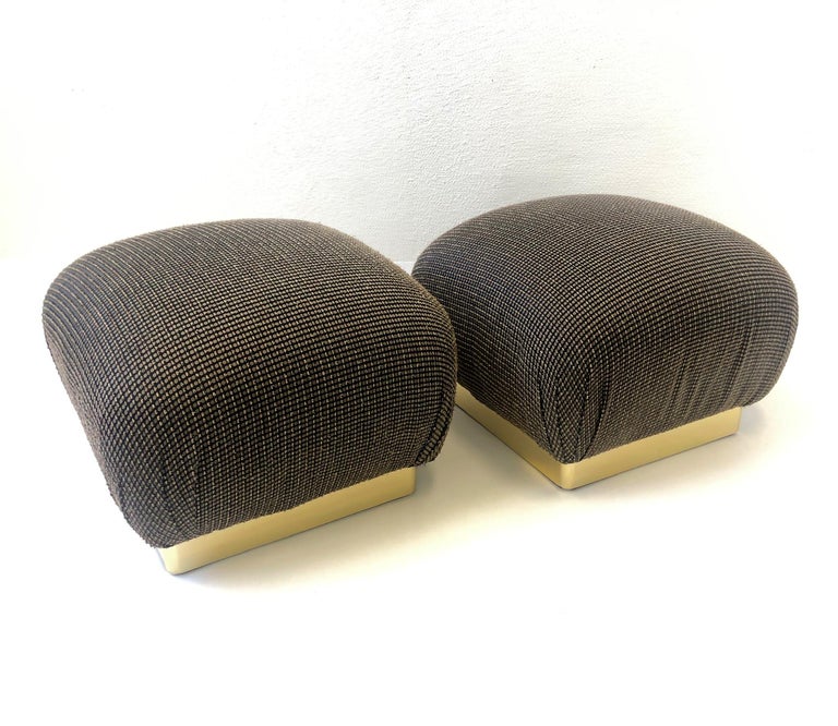 Pair of Brass Poufs Ottomans by Steve Chase at 1stDibs