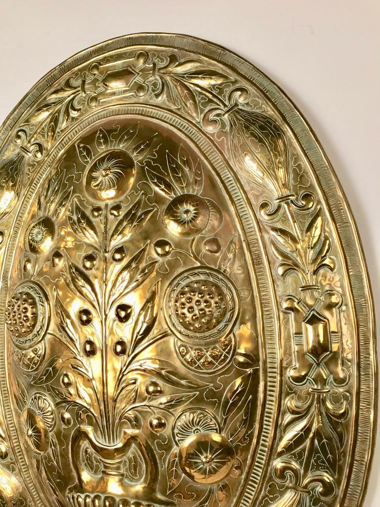 Pair of Brass Repoussé Three-Light Sconces at 1stDibs