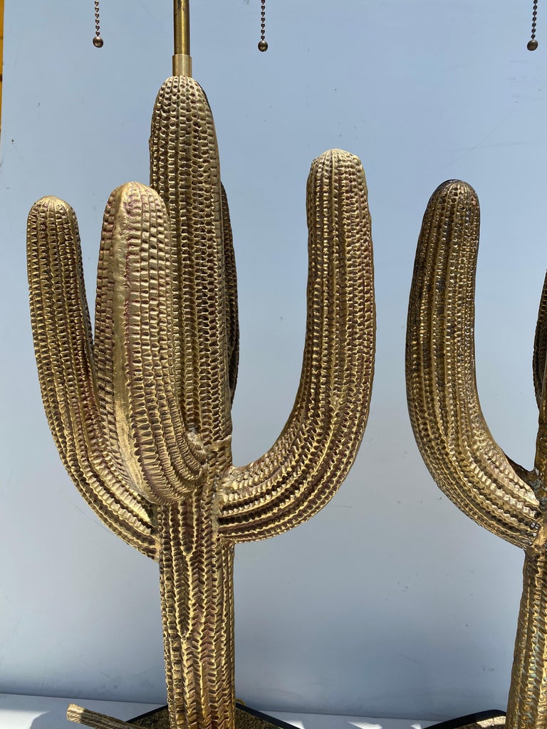 Pair of Brass Saguaro Cactus Lamps at 1stDibs