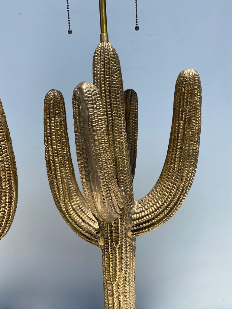 Pair of Brass Saguaro Cactus Lamps at 1stDibs