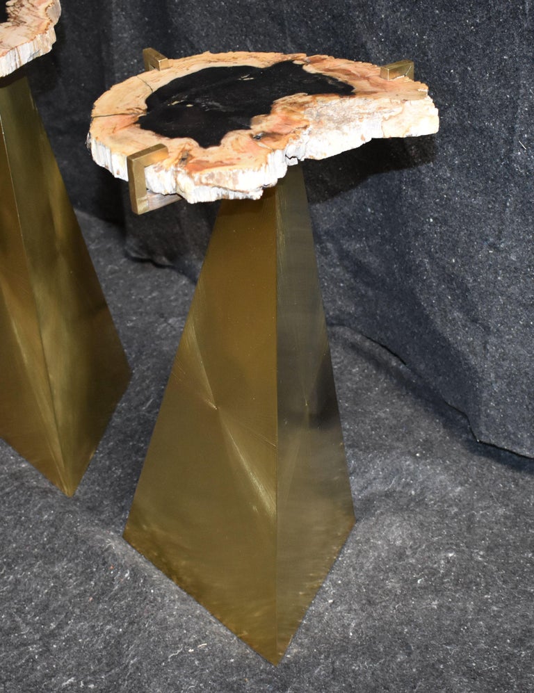 Pair of Brass Sculptural "Soleil" Art Side Tables at 1stDibs