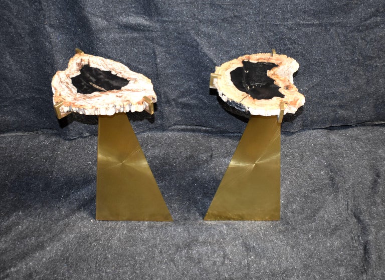 Pair of Brass Sculptural "Soleil" Art Side Tables at 1stDibs