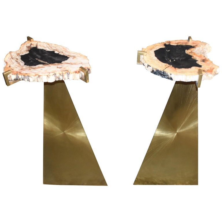 Pair of Brass Sculptural "Soleil" Art Side Tables at 1stDibs