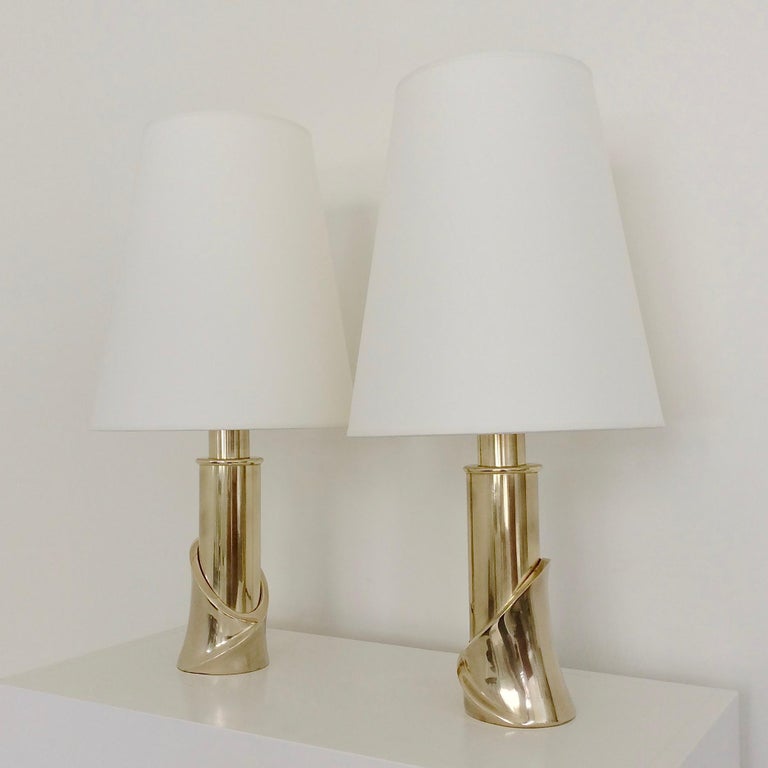 Pair of Brass Table Lamps, circa 1970, Italy For Sale at 1stDibs