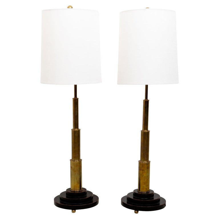 Pair of Brass Telescope Lamps at 1stDibs