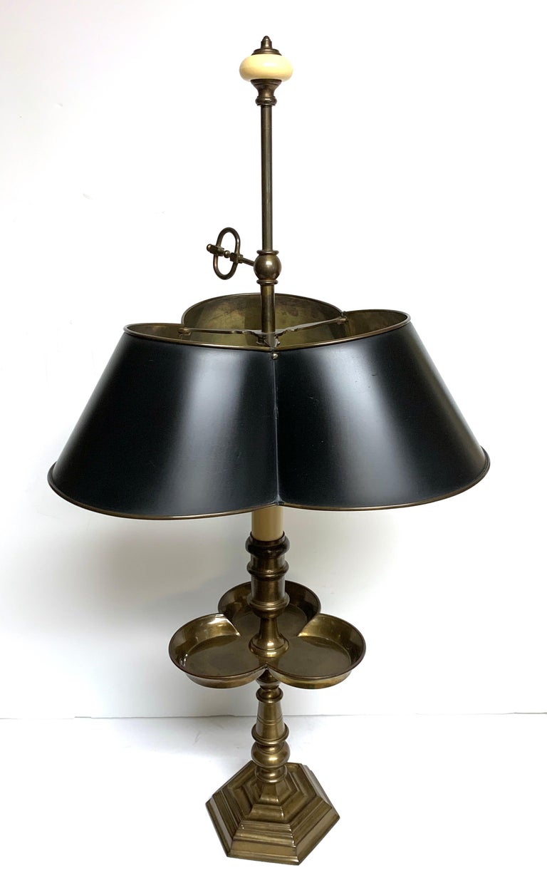 Pair of Brass and Tole Clover Bouillotte Lamps, by Chapman For Sale at ...