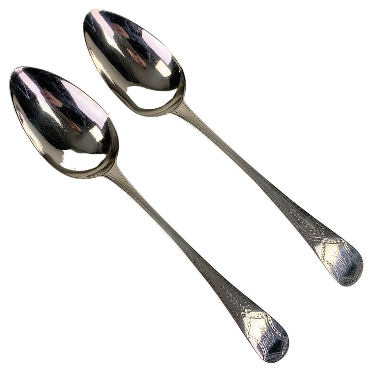 Pair of Bright Cut Tablespoons by Peter and Ann Bateman, 1792 For Sale ...
